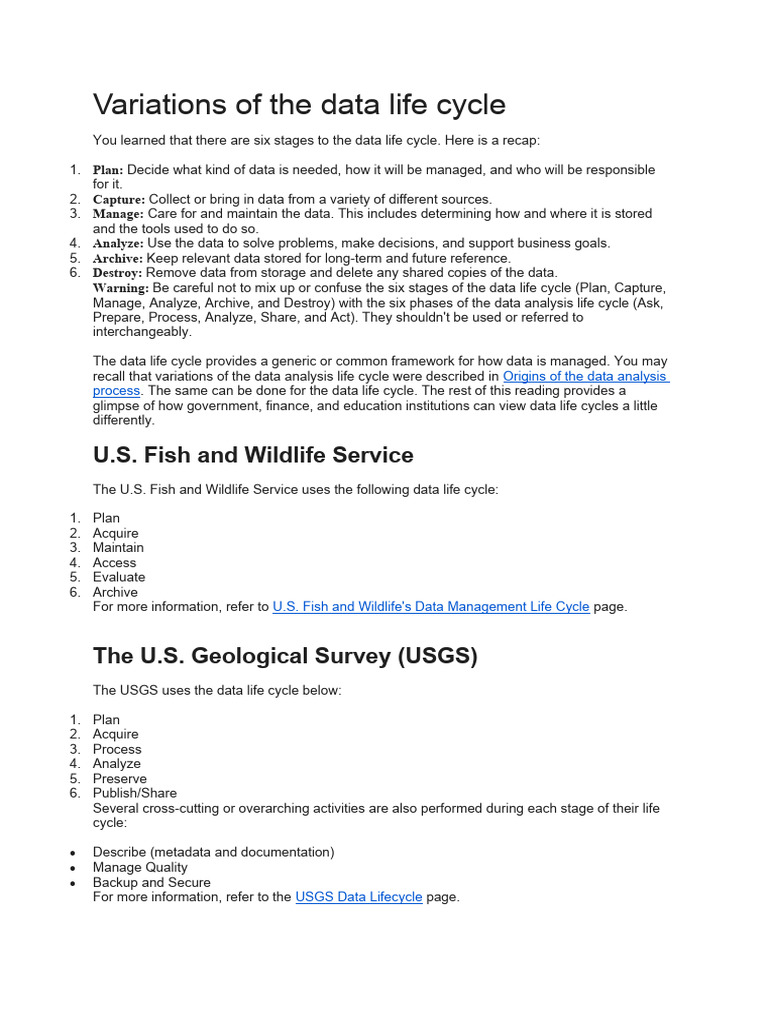 Variations of The Data Life Cycle | PDF