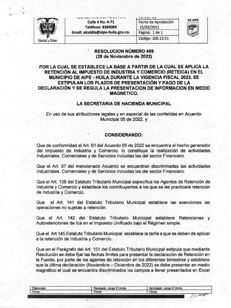Resolucion No 469 de 2022 Calendario Tributario | PDF | Impuestos | Justicia