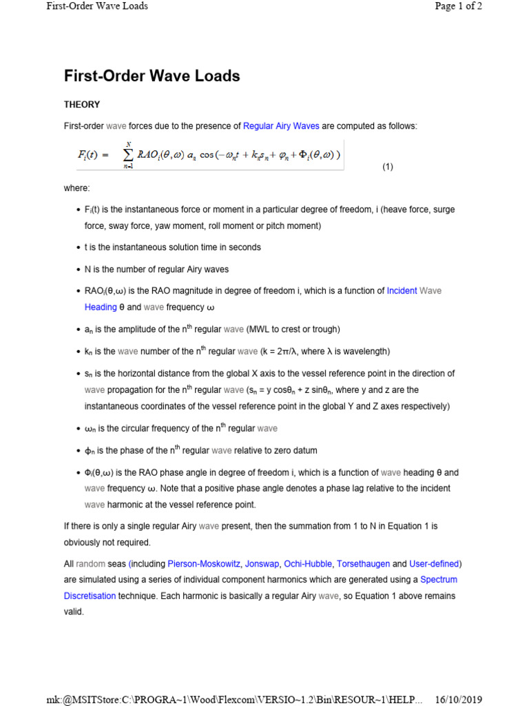 3 First-Order Wave Loads | PDF | Waves | Wavelength