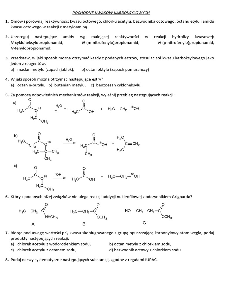 pochodne_kwasow_zadania (1) | PDF