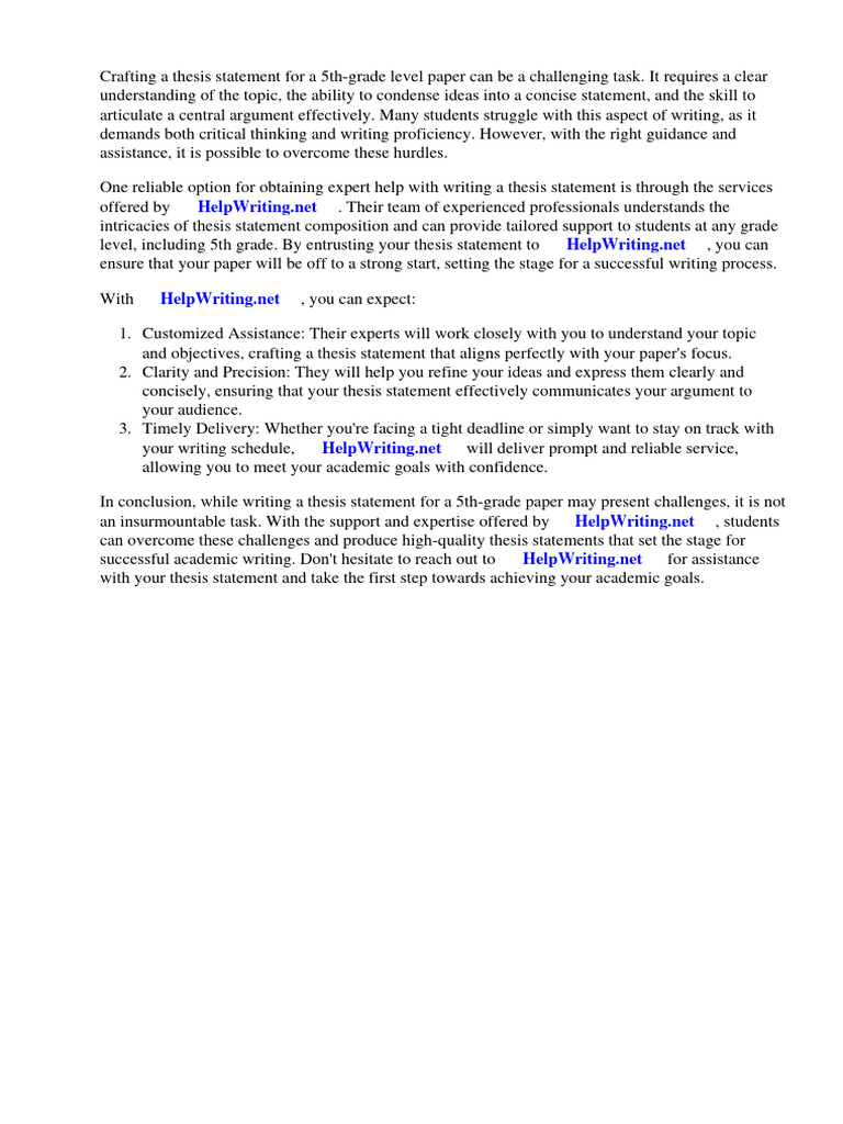 How To Write A Thesis Statement For 5th Grade | PDF