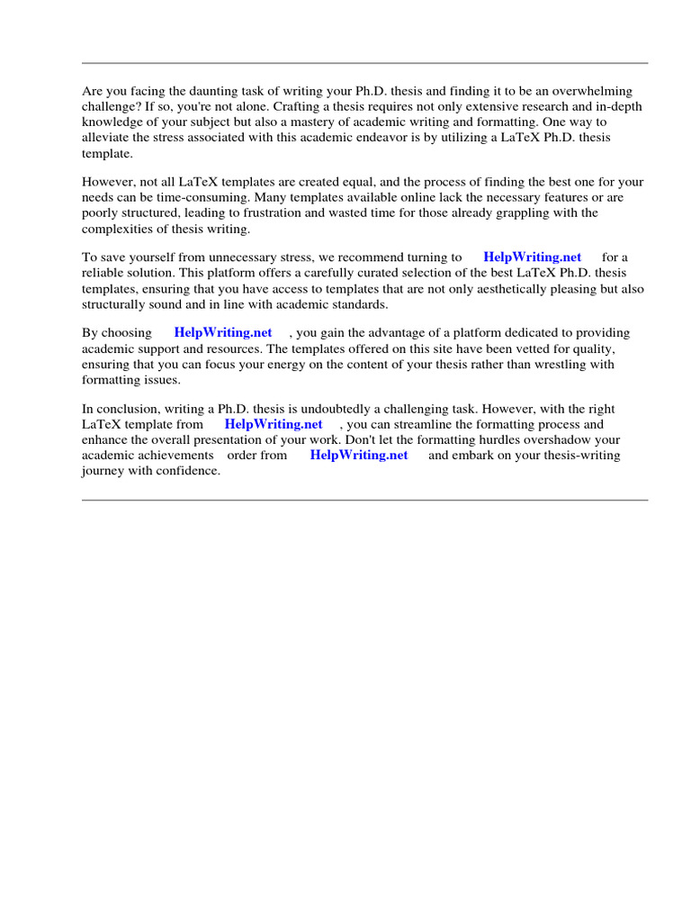 Best Latex PHD Thesis Template | PDF | Thesis | Te X