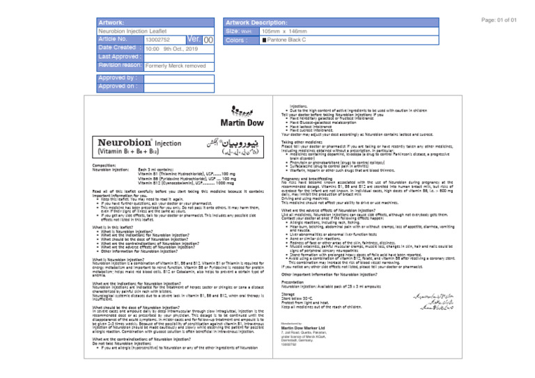 Neurobion | PDF | Vitamin B12 | Injection (Medicine)