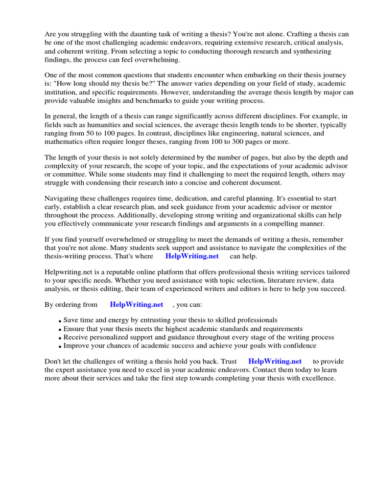 Average Thesis Length by Major | PDF | Thesis | Doctor Of Philosophy