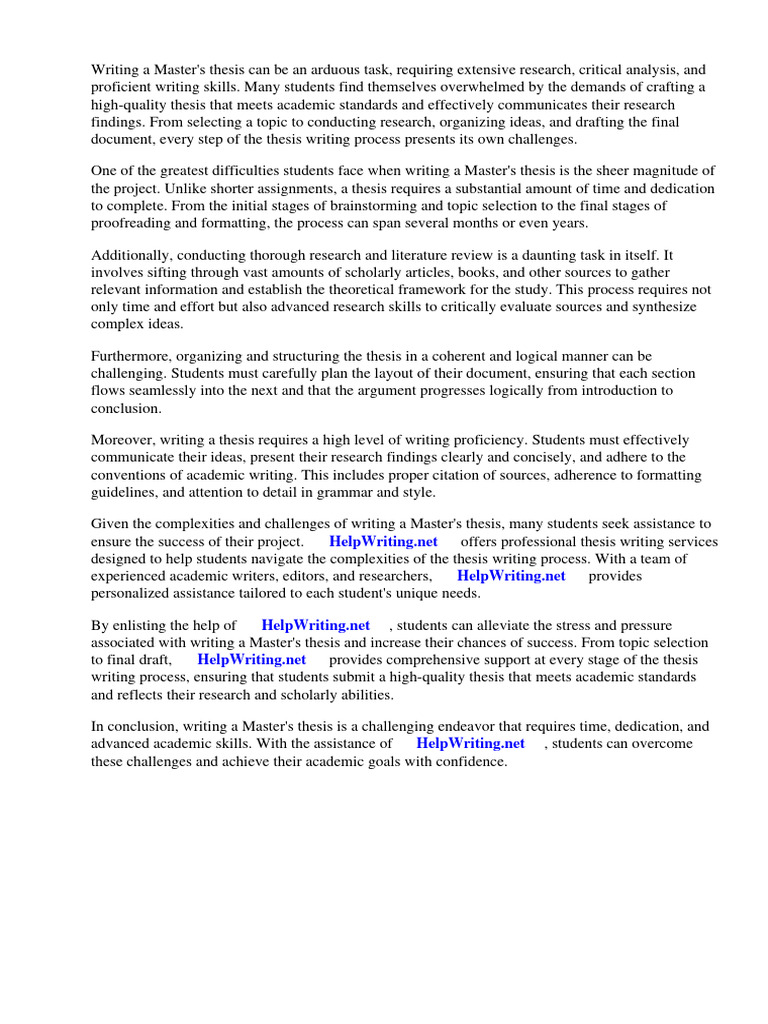 How To Write A Good Ma Thesis | PDF | Thesis