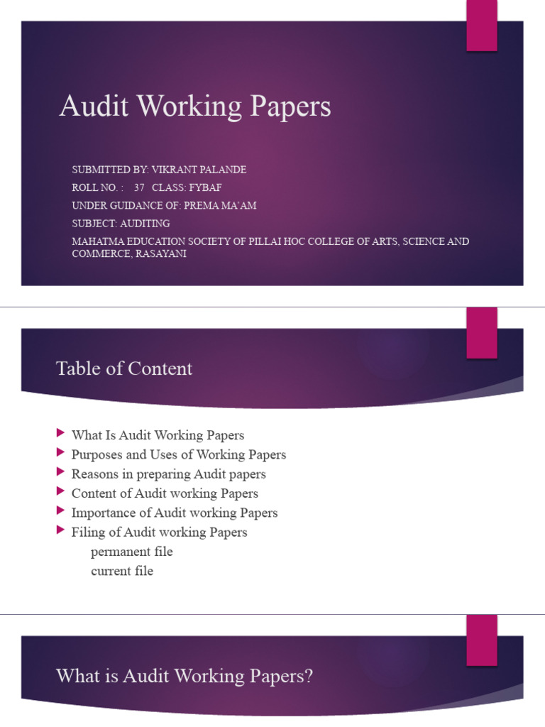 Audit Working Papers | PDF | Audit | Business