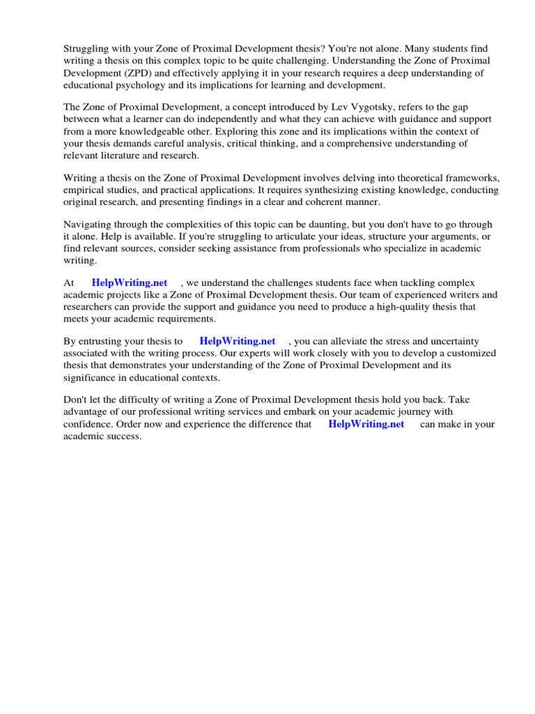 Zone of Proximal Development Thesis | PDF | Learning | Behavior Modification