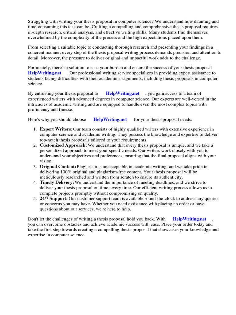 Sample Thesis Proposal Computer Science | PDF | Methodology | Thesis
