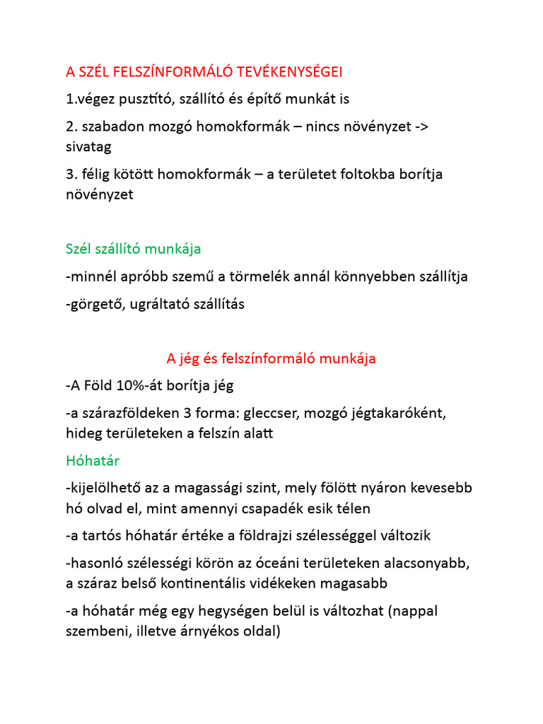 A Szél Felszínformáló Tevékenységei | PDF