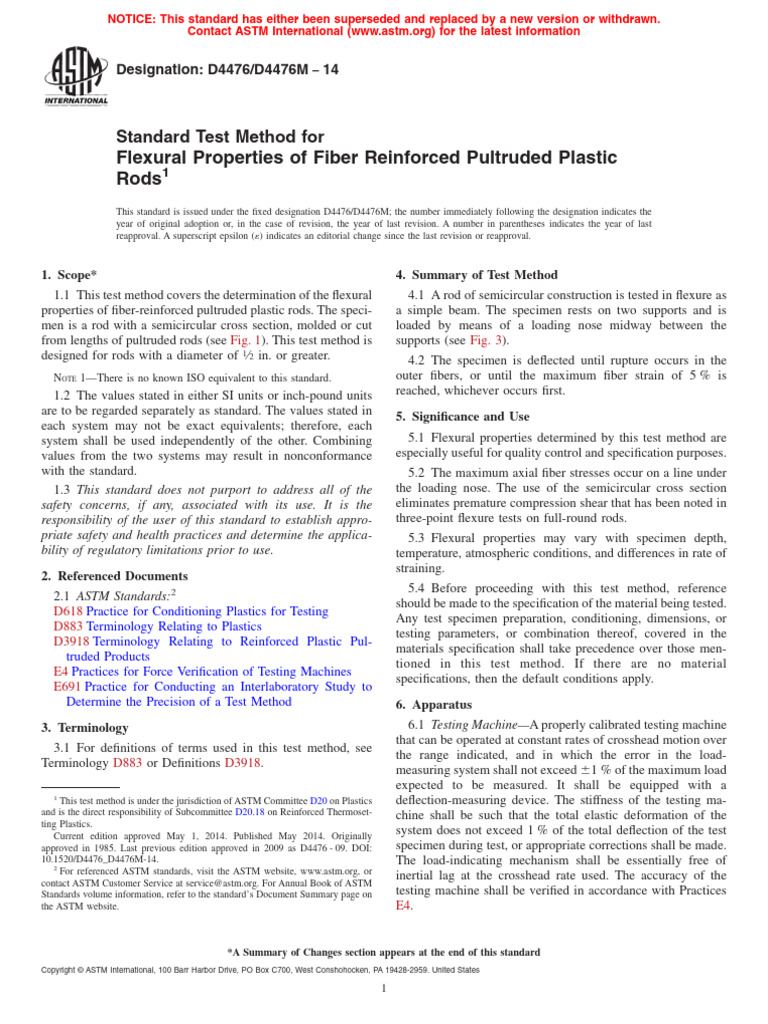 Standard Test Method For Flexural Properties of Fiber Reinforced ...