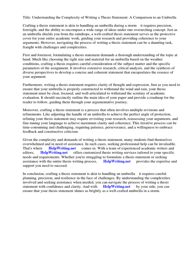 How is a Thesis Statement Like an Umbrella | PDF | Thesis | Essays