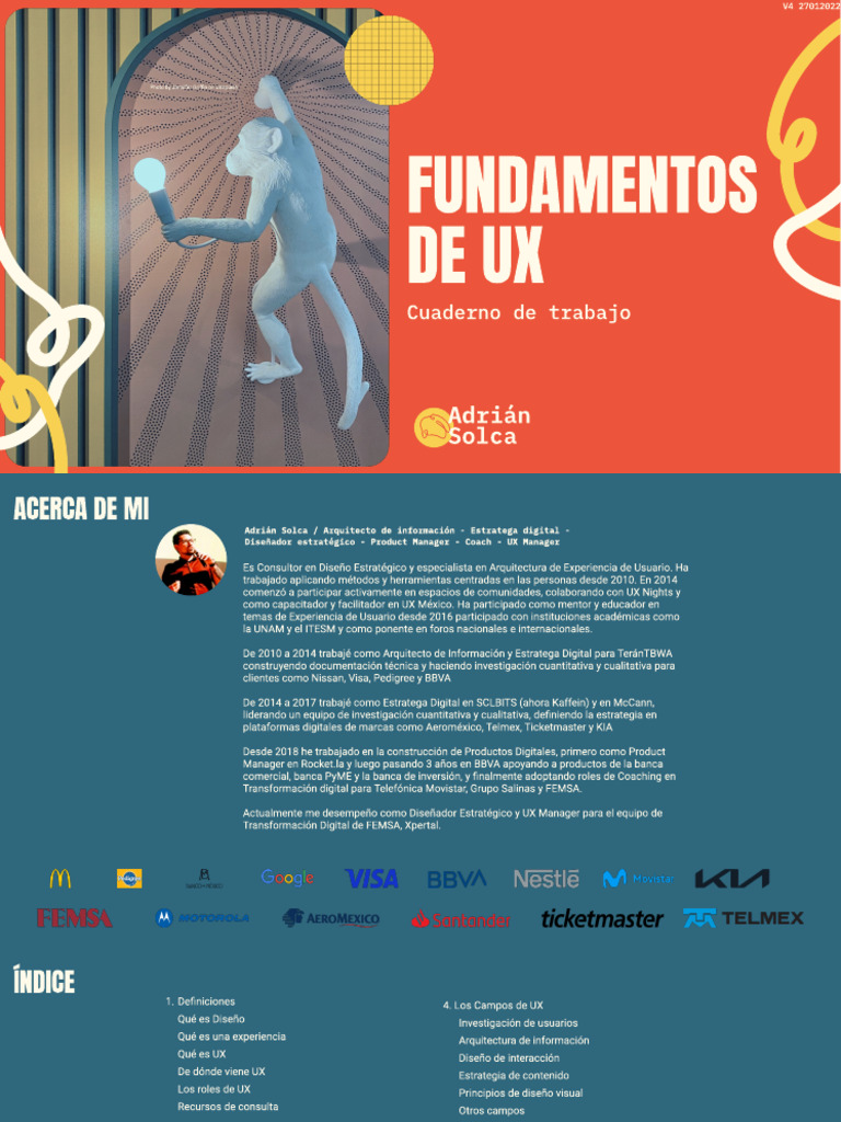 Cuaderno de Trabajo - Fundamentos de UX | Descargar gratis PDF | Diseño | Experiencia