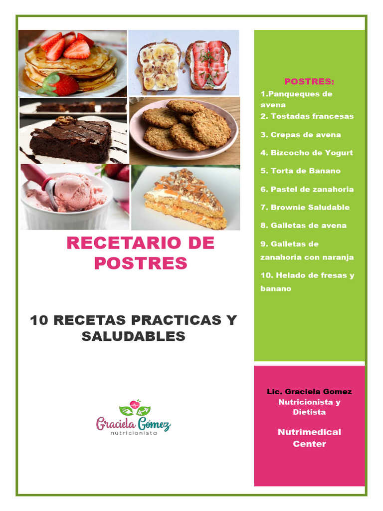Recetario de Postres Saludables | PDF | Postres | Panes