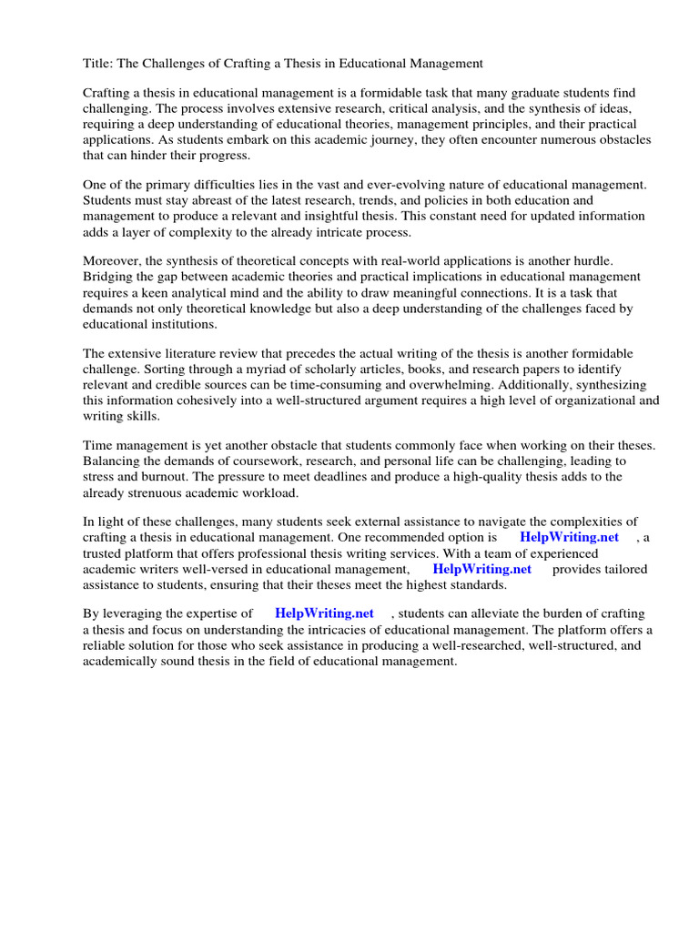 Thesis of Educational Management | PDF | Thesis | Theory