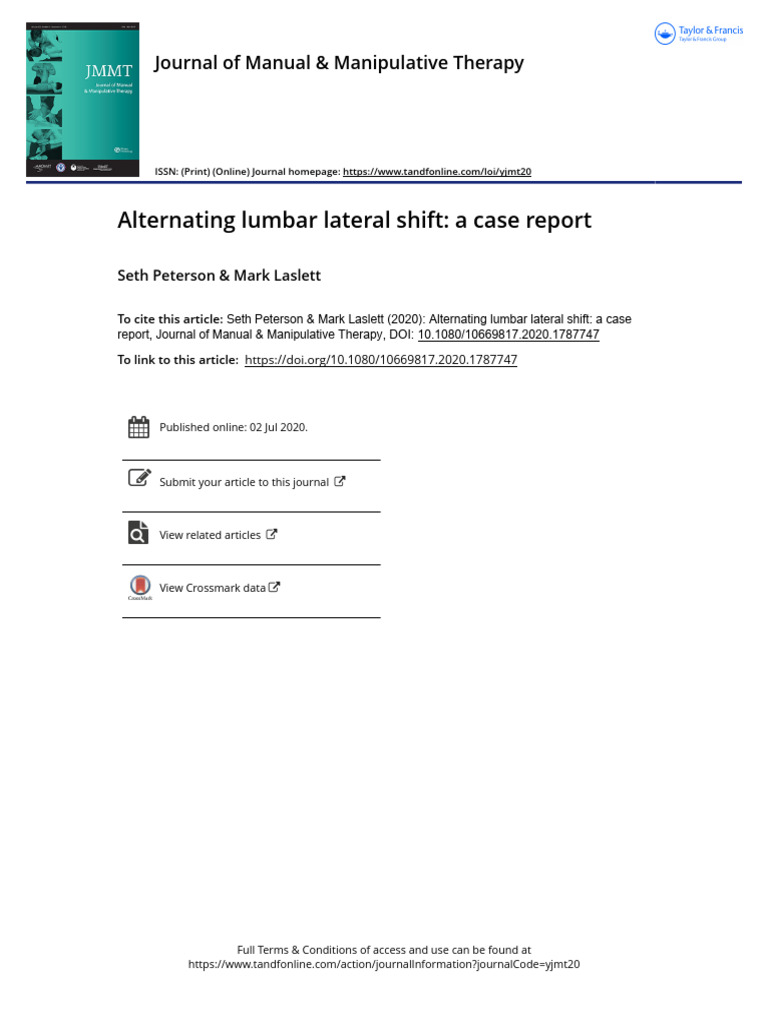 Alternating Lumbar Lateral Shift: A Case Report: Journal of Manual ...