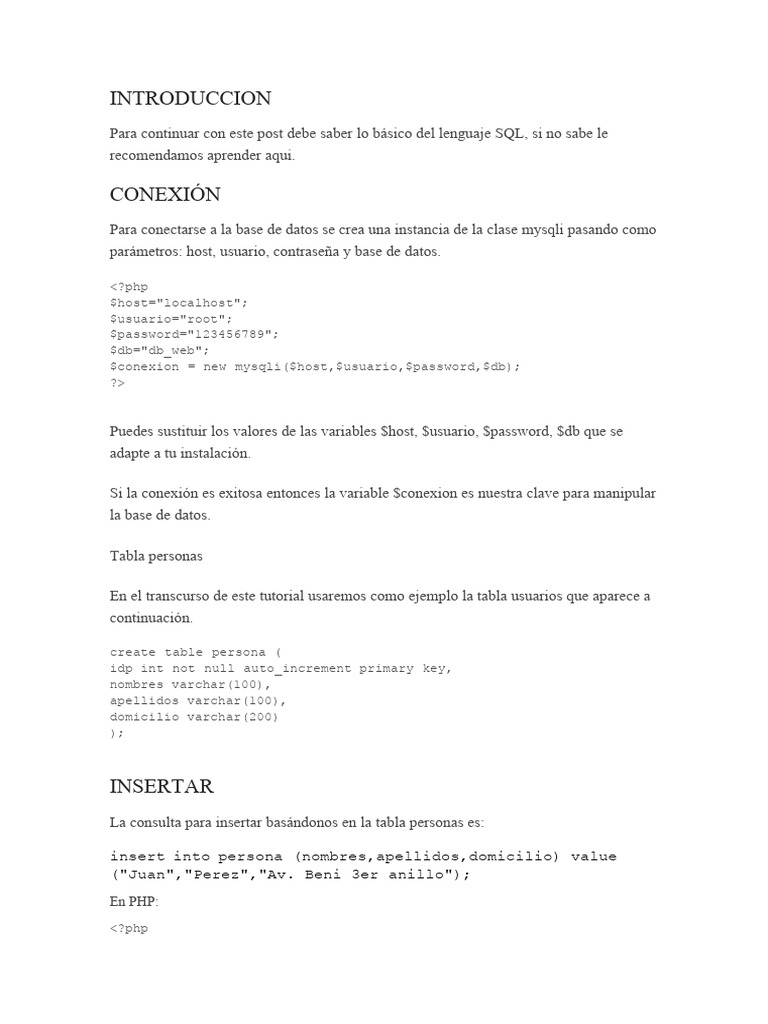 Introduccion PHP Mysql | PDF | SQL | Programación de computadoras Introduccion PHP Mysql | PDF | SQL | Programación de computadoras