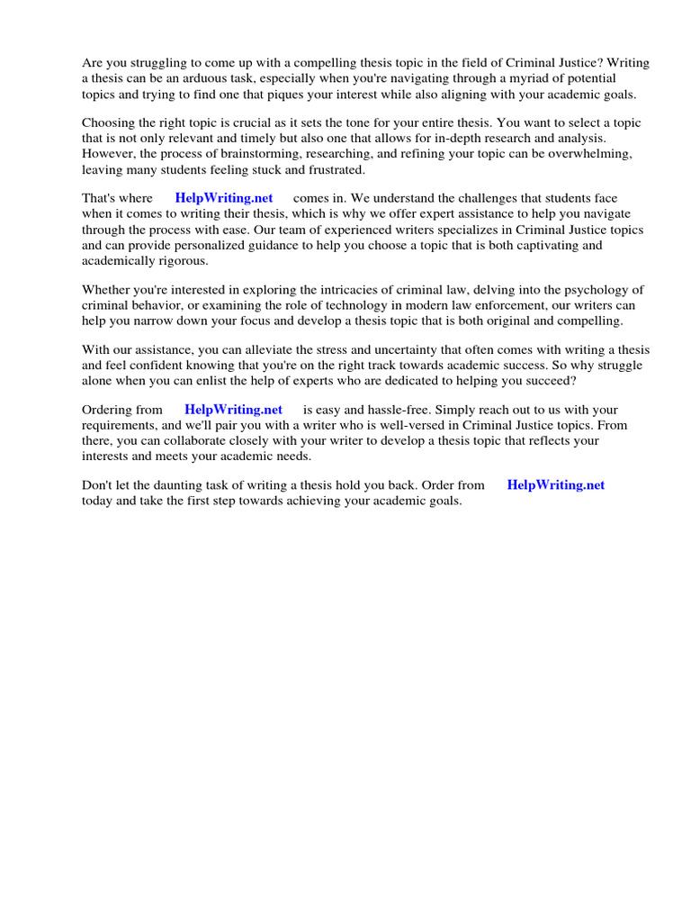 Thesis Criminal Justice Topics | PDF | Criminology | Criminal Justice