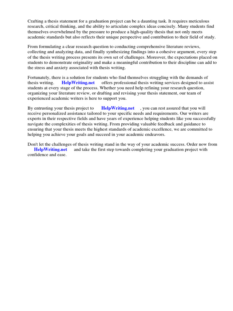 Thesis Statement For Graduation Project | PDF | Art
