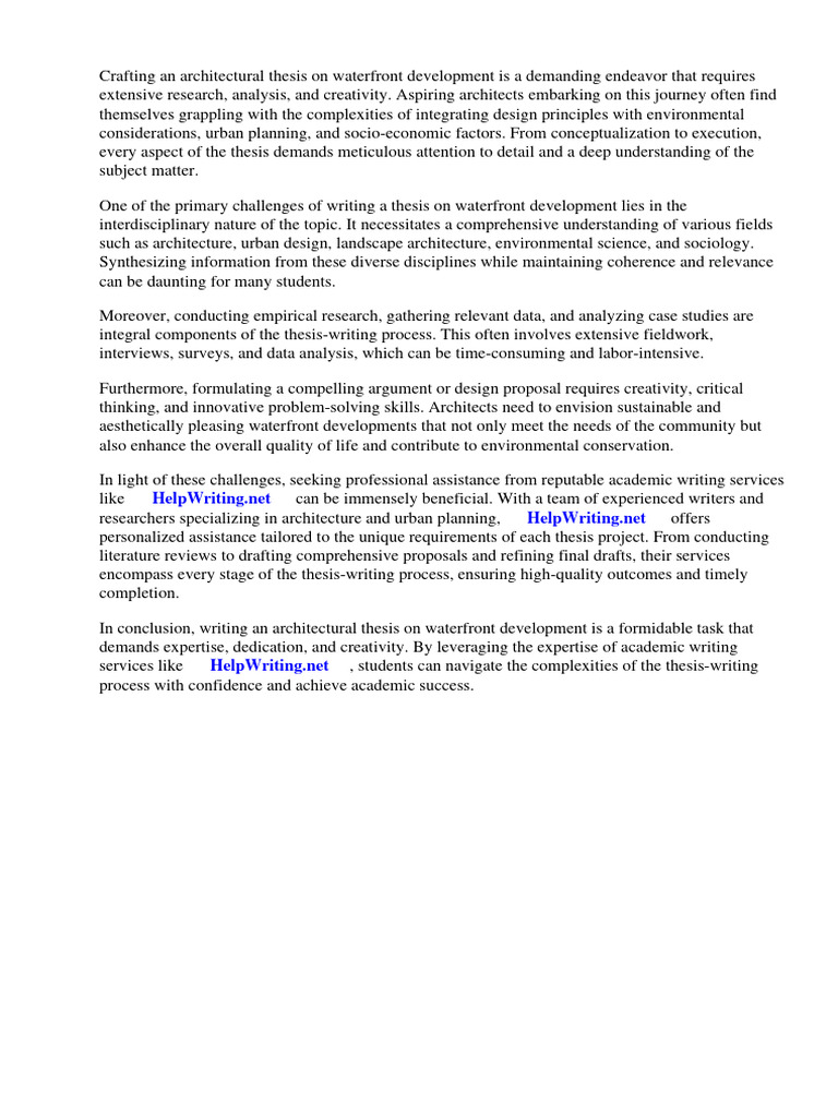 Architectural Thesis On Waterfront Development | PDF | Creativity ...