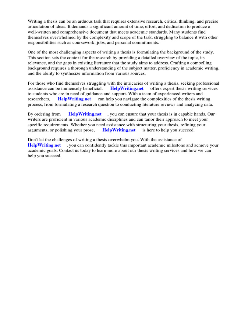 Thesis Background of The Study Samples | PDF | Thesis | Theory