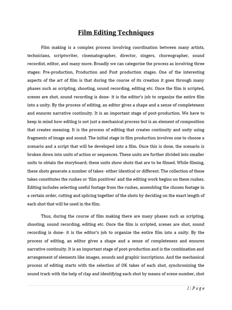 Basicsof Film Editing | PDF