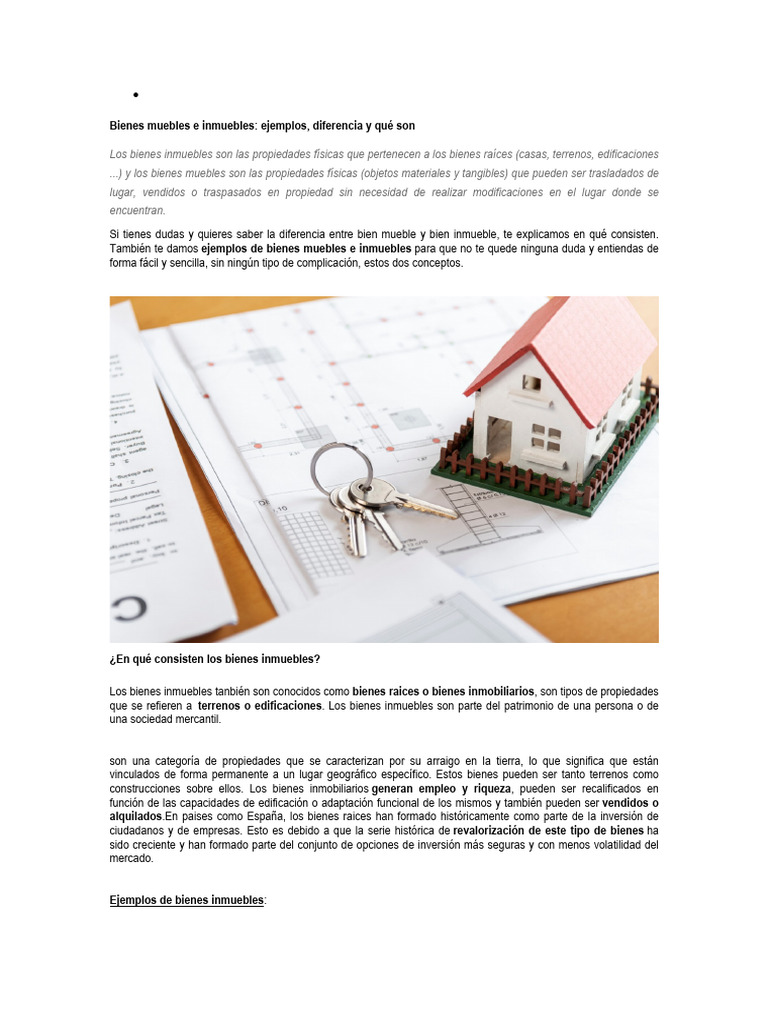 Bienes Muebles e Inmuebles | PDF | Bienes raíces | Mueble