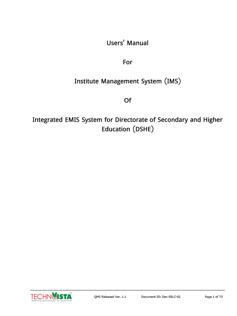 EMIS DHSE IMS UserMan | PDF | Software | Computing