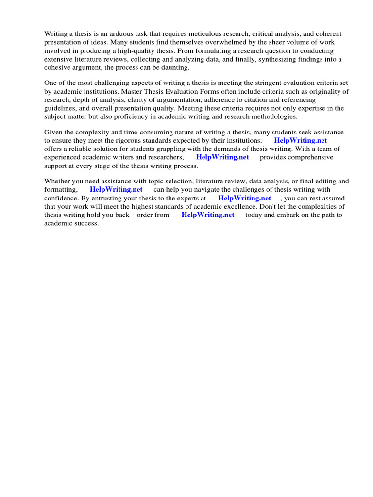 Master Thesis Evaluation Form | PDF | Thesis | Evaluation