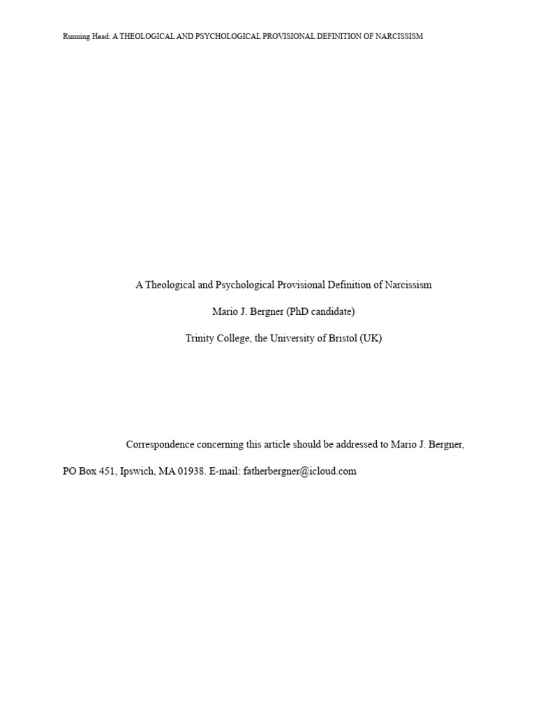 PDF SEPT 9 FINAL Mario Bergner DOC On Narcissim, With Revisions in BOLD ...