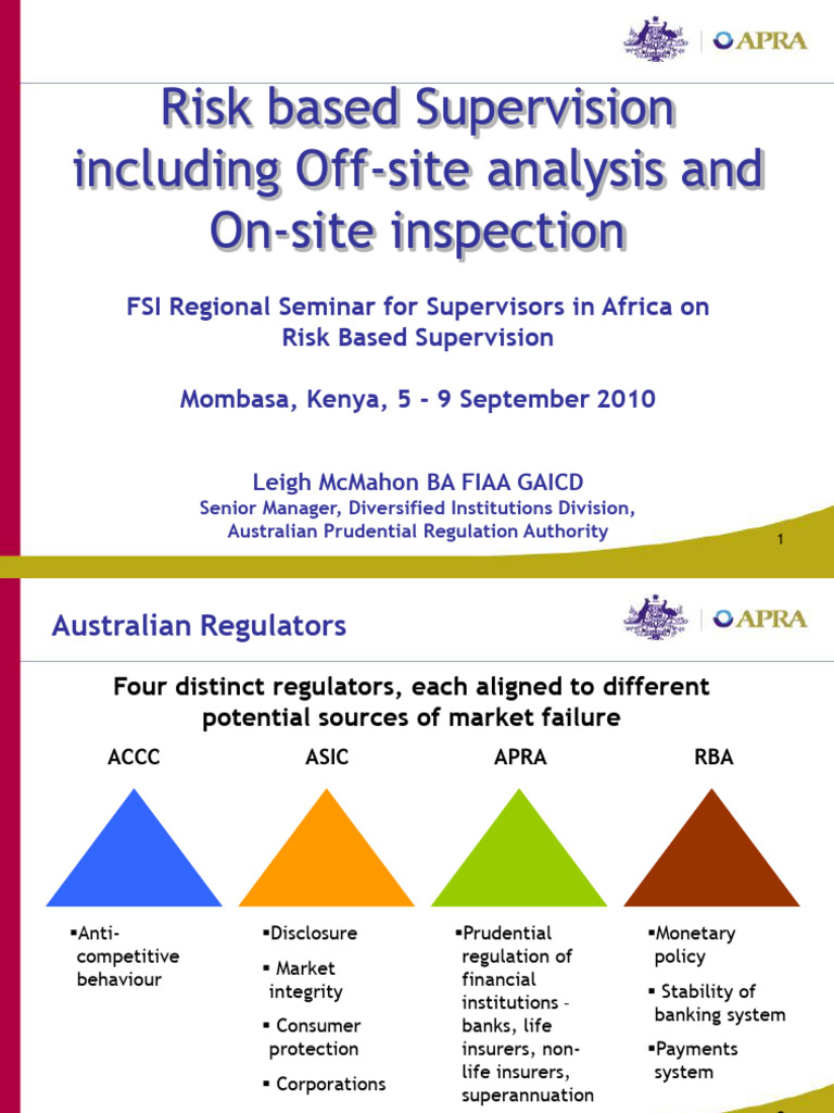 06 L McMahon Risk Based Supervision Including Off-Site Analysis and On-Site Inspection | PDF ...