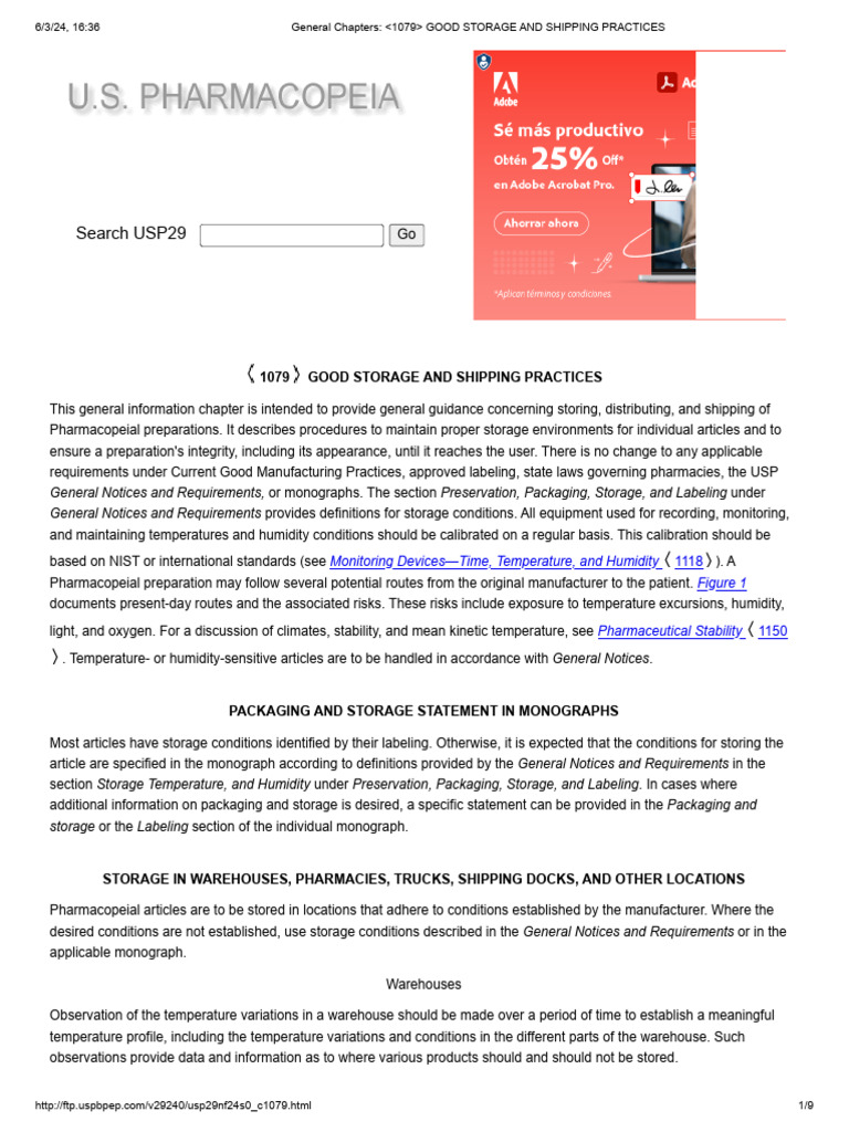 Usp Chapter 1079 - Good Storage and Shipping Practices | PDF ...