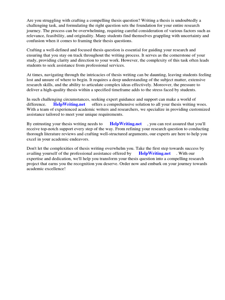 How To Make A Thesis Question | PDF