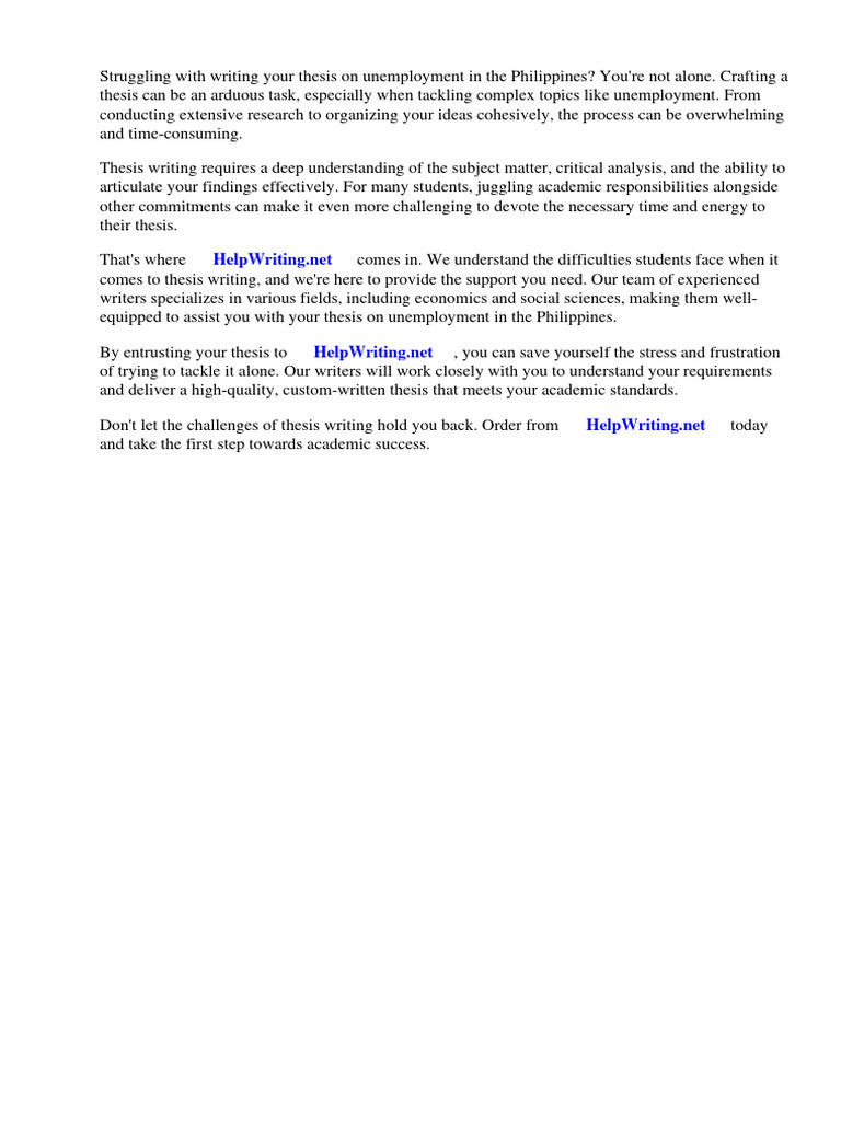 Thesis Unemployment Philippines | PDF | Unemployment | Employment