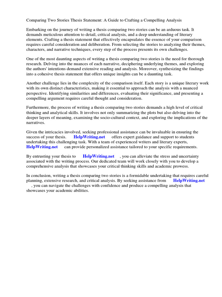 Comparing Two Stories Thesis Statement | PDF