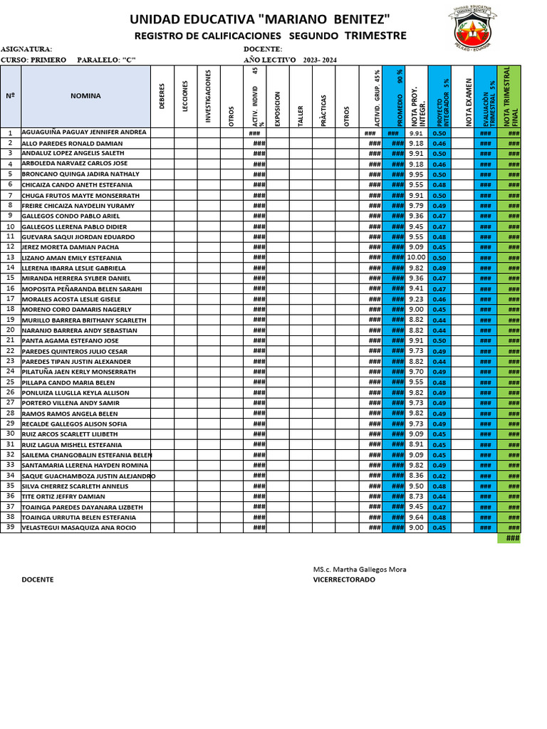 Gistro de Notas Bgu | PDF