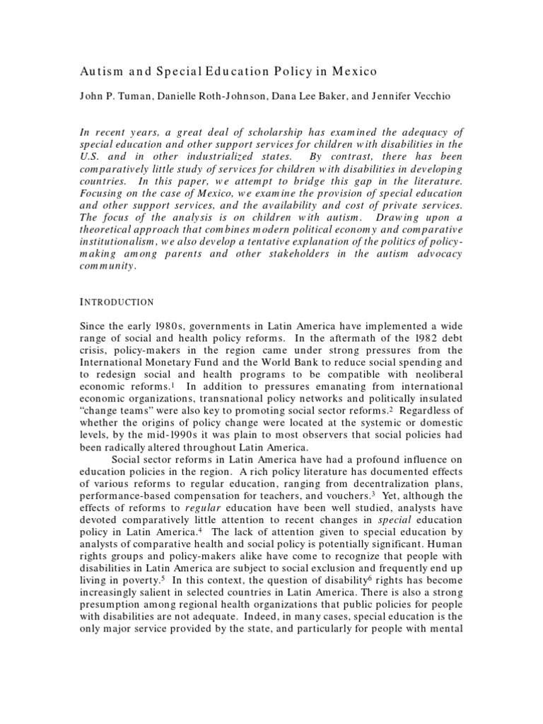 Autism in Mexico | PDF | Special Education | Autism