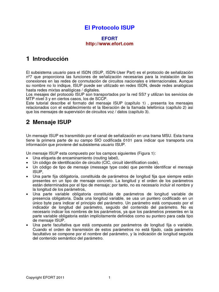 El Protocolo ISUP-1 | PDF | Conmutador de red | Poco