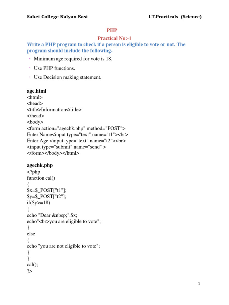 I.T.practicals(PHP) | PDF