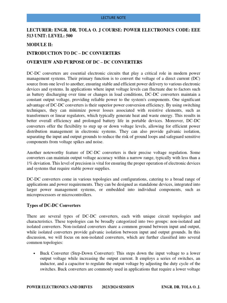 Eee 513 Lecture Module Ii | PDF | Power Electronics | Quantity