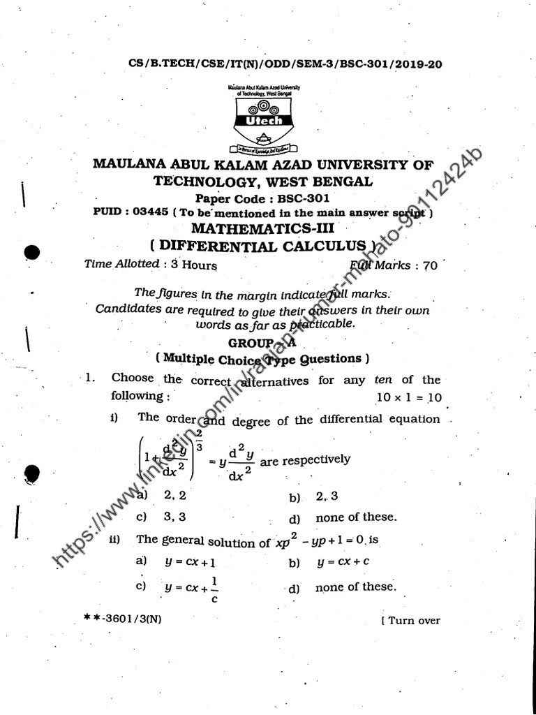 Maths 2010 To 2022 Pyq Cse IT 3rd Sem | PDF | Algebra | Applied Mathematics