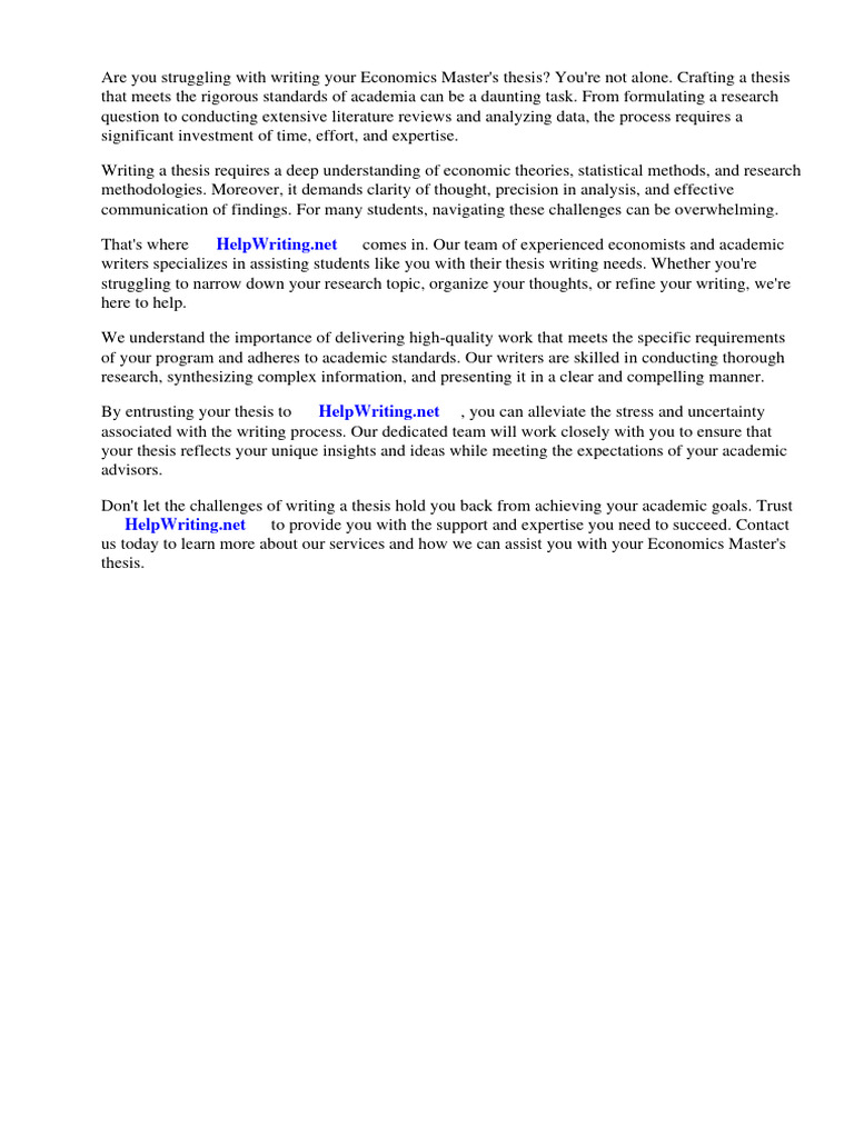 Economics Masters Thesis Examples | PDF | Economics | Thesis