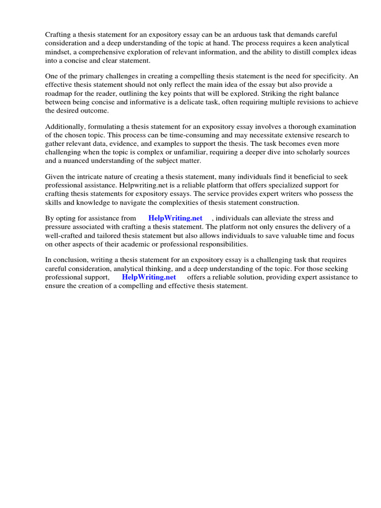 Sample Thesis Statement For Expository Essay | PDF | Essays | Thesis