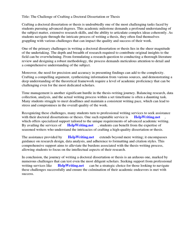 Doctoral Dissertation or Thesis | PDF | Thesis | Doctor Of Philosophy