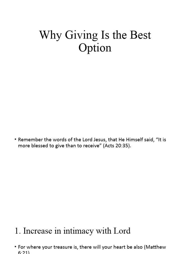 Why Giving Is the Best Option | PDF | Acts Of The Apostles | Jesus