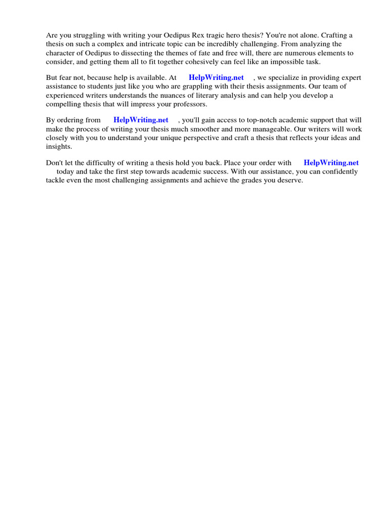 Oedipus Rex Tragic Hero Thesis | PDF | Sophocles | Tragedy