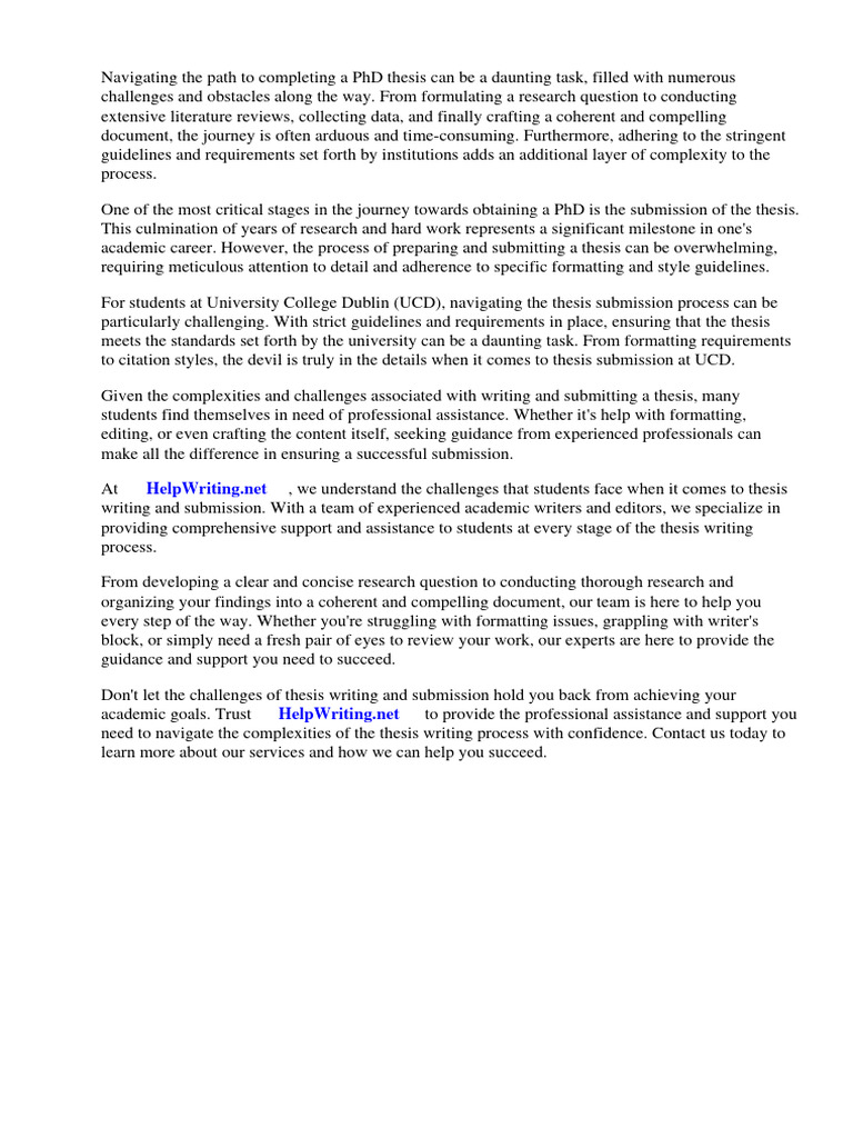 Ucd PHD Thesis Submission Guidelines | PDF | Thesis