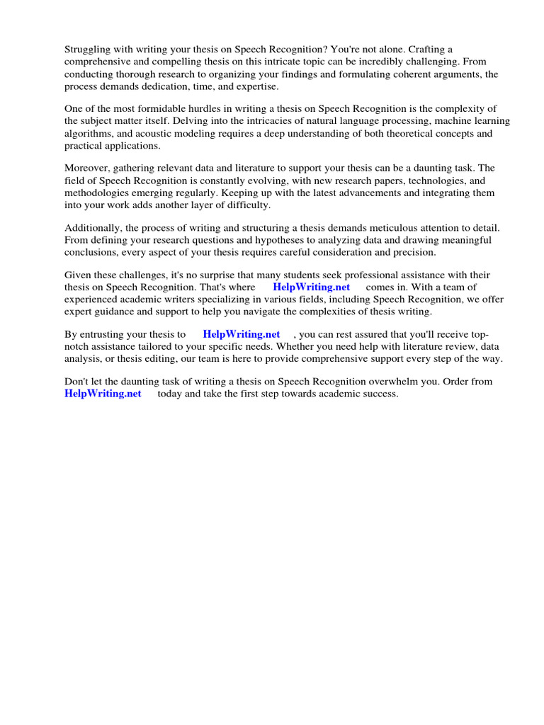 Thesis Speech Recognition | PDF | Speech Recognition | Computing