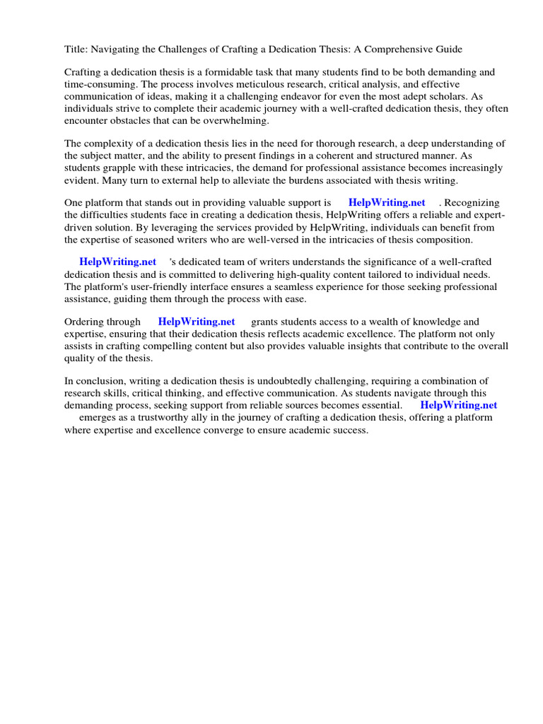 Guide to Writing Thesis Dedications | PDF | Thesis | Essays