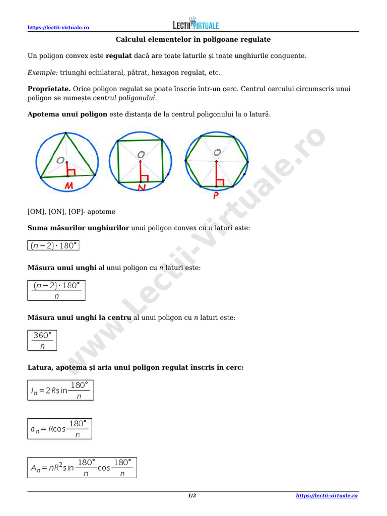 Lectii-Virtuale - Ro - Calculul Elementelor În Poligoane GFGFGFG | PDF