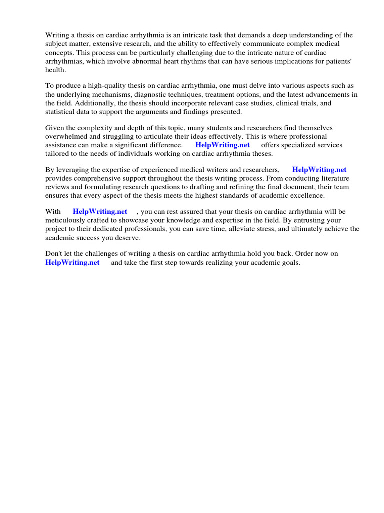 Cardiac Arrhythmia Thesis | PDF | Heart | Shock (Circulatory)